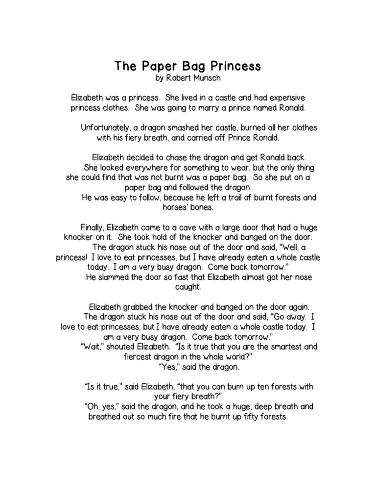 The Paper Bag Princess Summary | PDF | Fairy Tales
