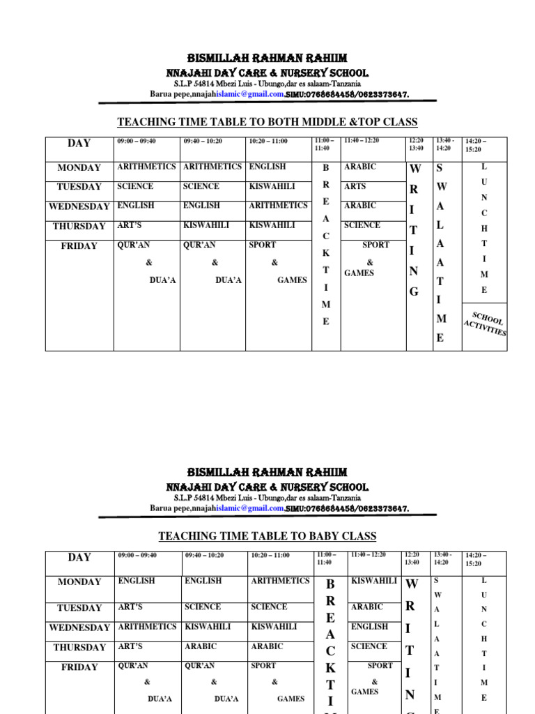 Time Table 2023 | PDF