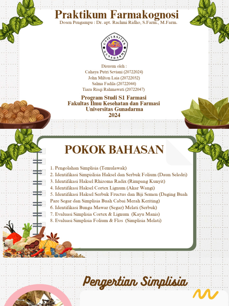 Pengolahan, Identifikasi, Dan Evaluasi Simplisia | PDF