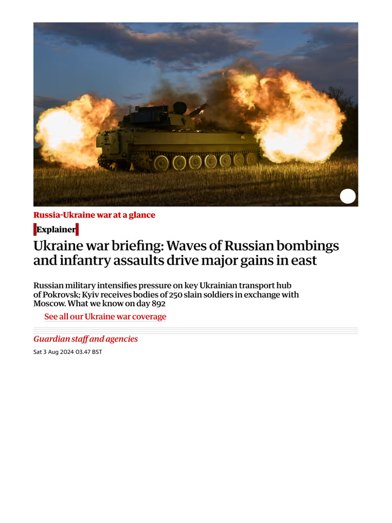 Ukraine War Briefing - Waves of Russian Bombings and Infantry Assaults Drive Major Gains in East ...