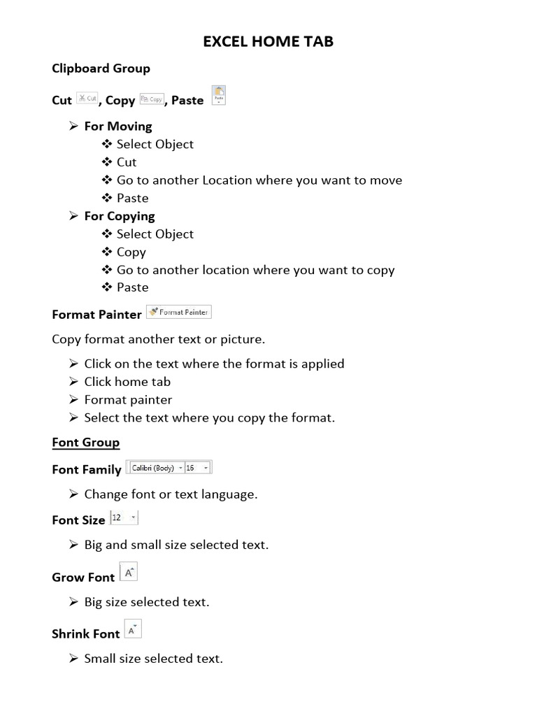 Seventeen Day in Computer Class (Excel Home Tab Part 1) | PDF ...