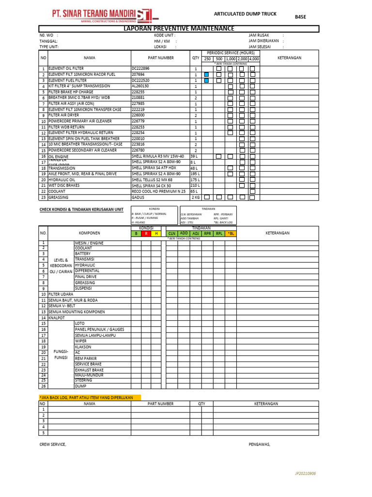 Form Service - ADT B45E | PDF | Wheeled Vehicles | Automotive Industry