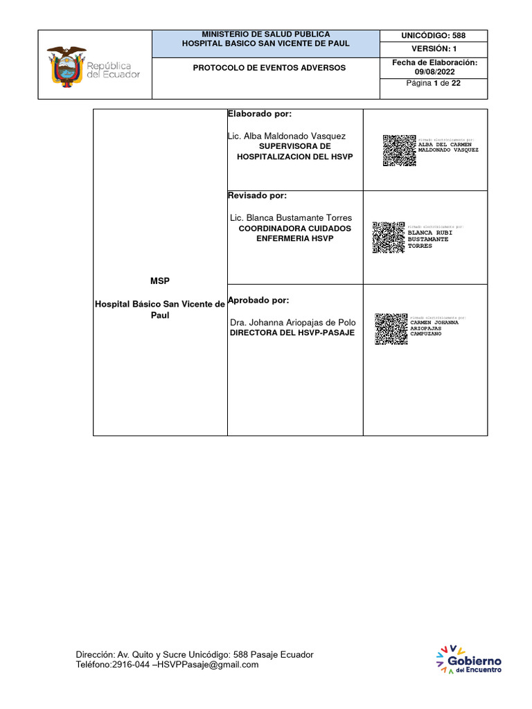 Protocolo Eventos Adversos Signed Signed Signed | PDF | Seguridad del paciente | Hospital