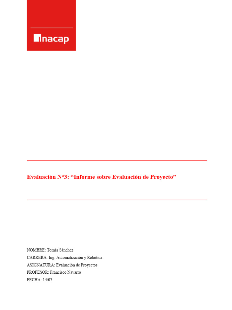 Eva3 Proyectos 1.1 | PDF | Tasa interna de retorno | Economias