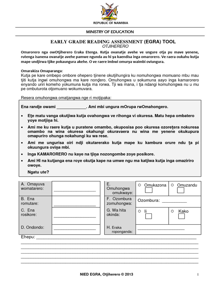 Otjiherero Tool and Charts | PDF | Foreign Language Studies | Wellness