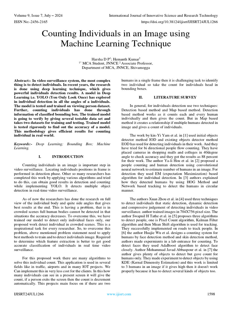 Counting Individuals in an Image using Machine Learning Technique | PDF | Machine Learning ...
