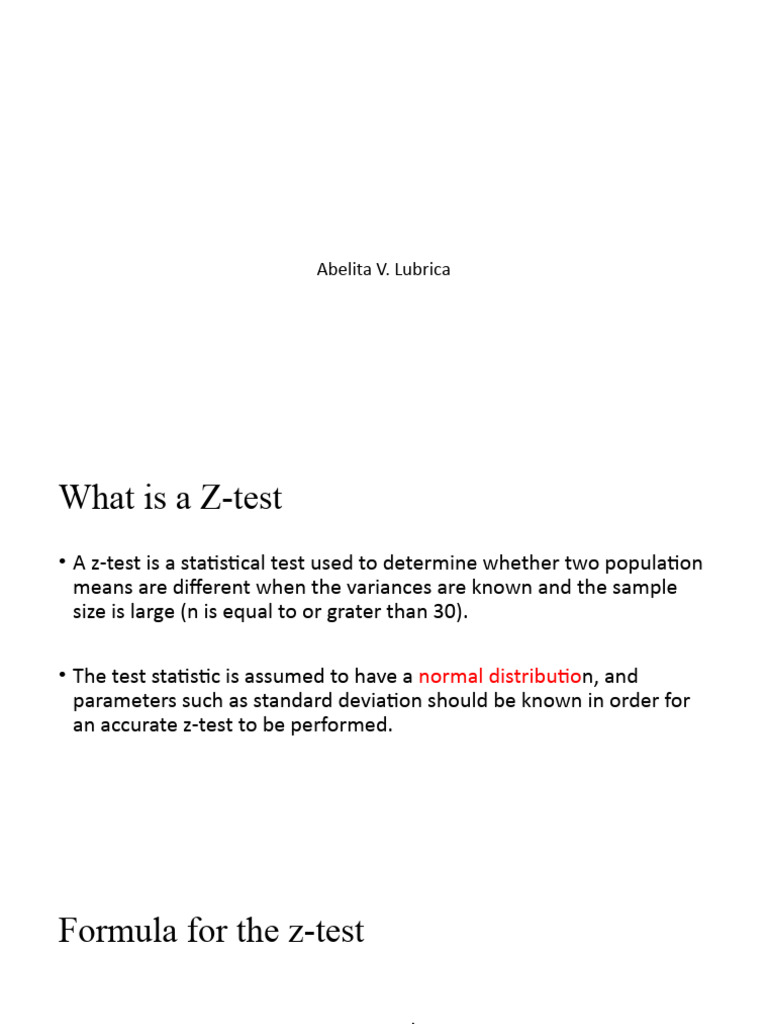 Z-Test and T-Test Overview | PDF | Student's T Test | Normal Distribution
