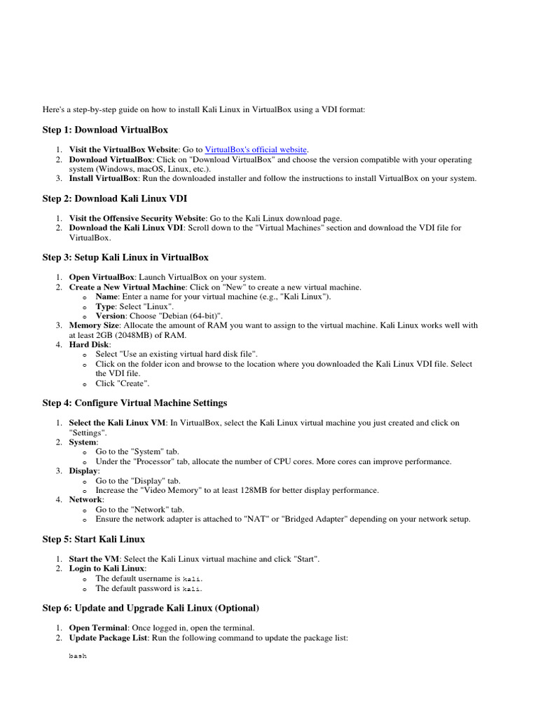 Installation VB and Kali | PDF | Computer Science | Software