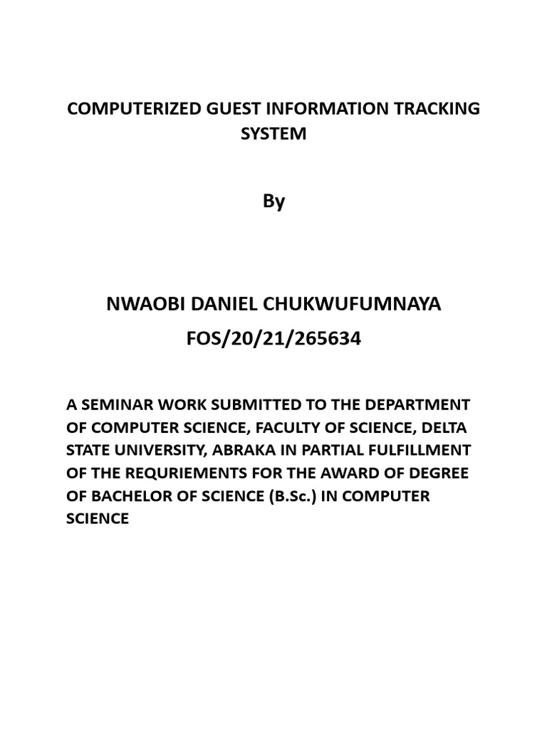 Computerized Guest Information Tracking System.. | PDF | Computer ...