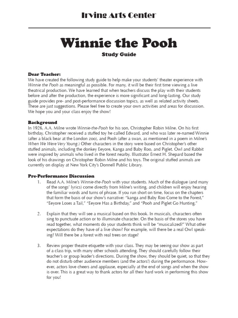 Winnie The Pooh: Irving Arts Center | PDF | Winnie The Pooh