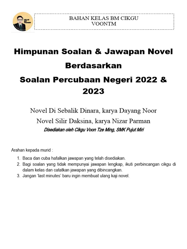 Soalan Skema Novel SPM 2024 | PDF
