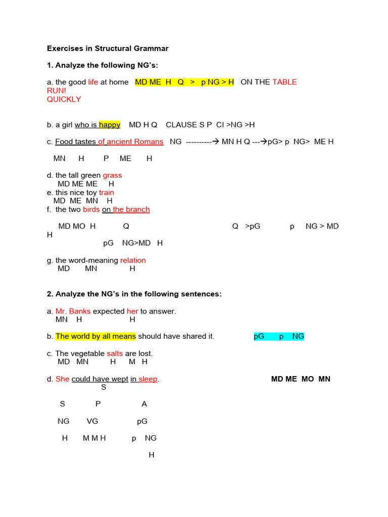 Exercises in Structural Grammar | PDF | Language Mechanics | Syntax