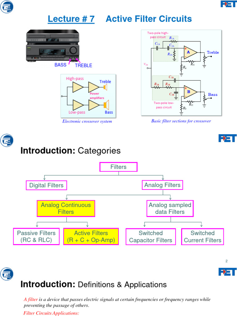 Lecture 07 - Active Filter Circuits | PDF | Electronic Filter | Low ...