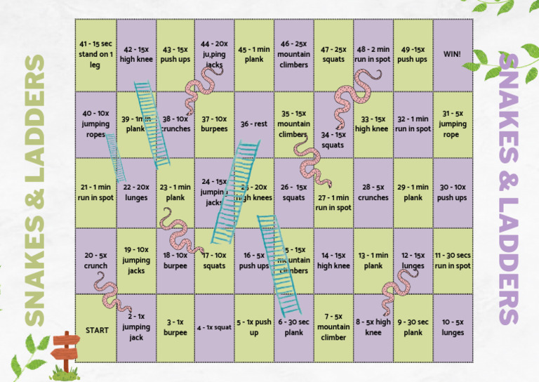 Snakes and Ladders Board Game - PE | PDF | Weight Training | Strength ...