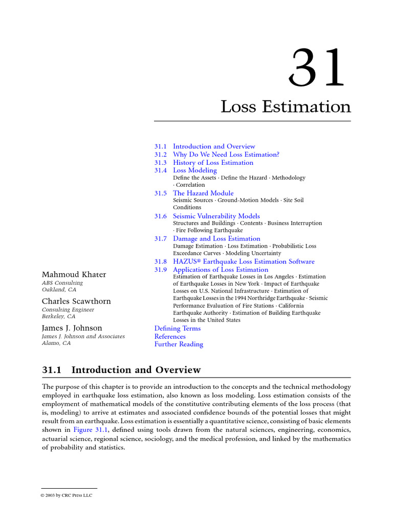 C31 Loss Estimation | PDF | Risk | Hazards