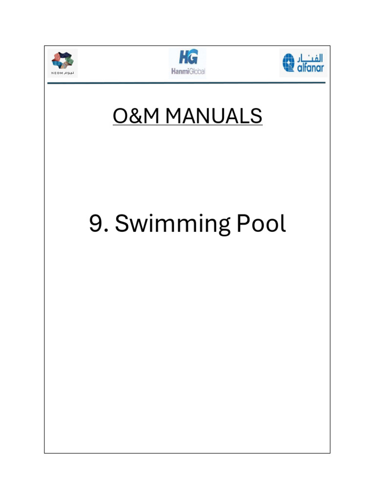 Swimming Pool O&M Manual Overview | PDF | Filtration | Pump
