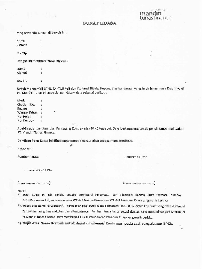 Surat Kuasa MTF | PDF