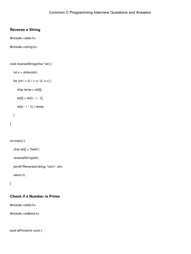 C Programming Interview Questions | PDF | Computer Science | C++ C Programming Interview Questions | PDF | Computer Science | C++