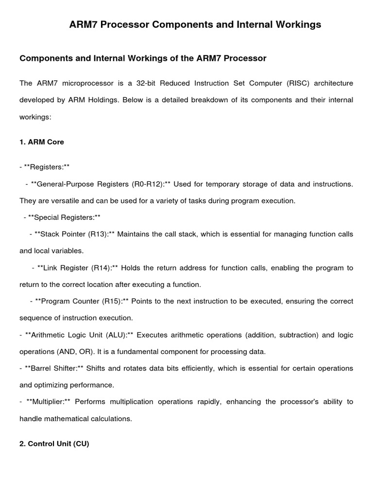 ARM7 Processor Components Clean | PDF | Central Processing Unit ...