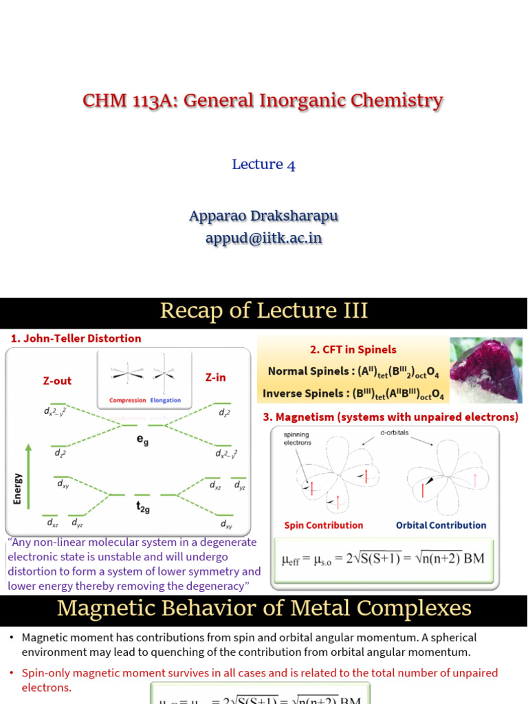 Lecture 4 - AD | PDF | Coordination Complex | Ligand