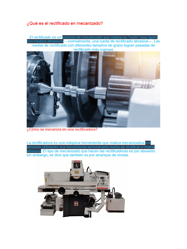 Mecanizado y Rectificado | PDF | Mecanizado | Abrasivo