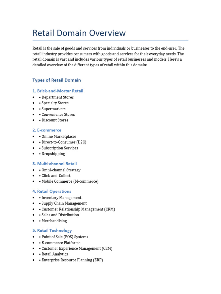 Retail Domain Overview | PDF | Business