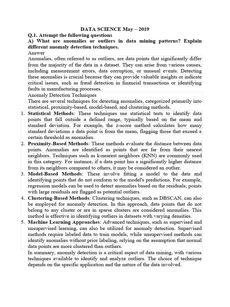 DATA SCIENCE May - 2019 | PDF | Cluster Analysis | Regression Analysis