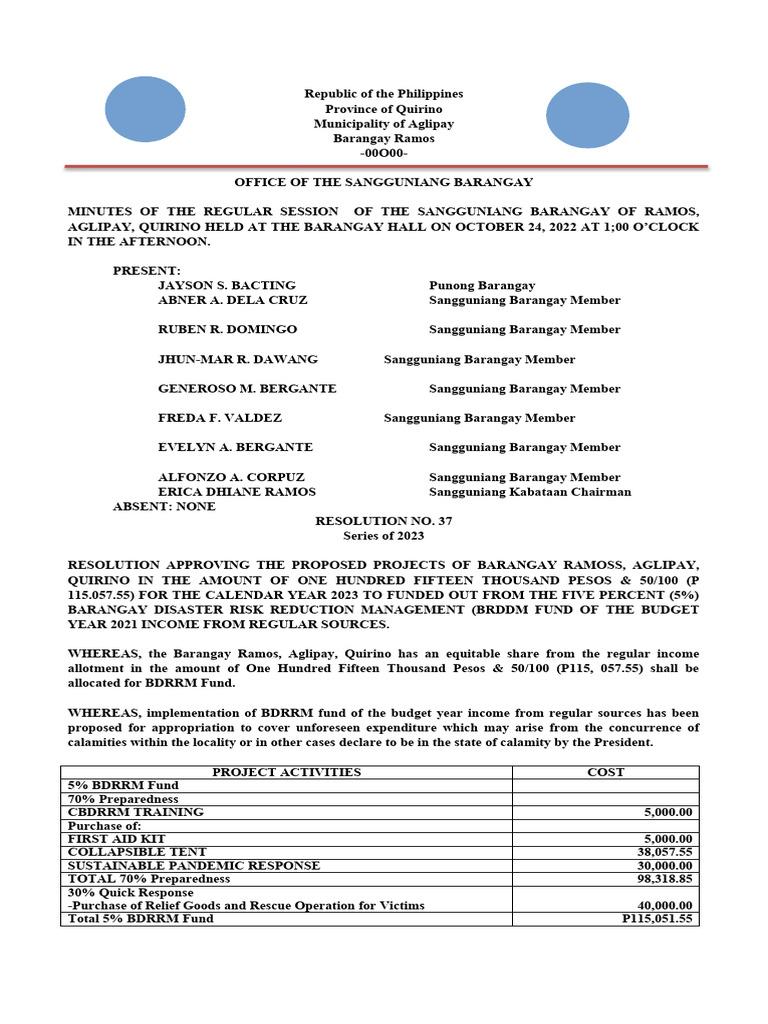 BDRRM Fund 2022 | PDF