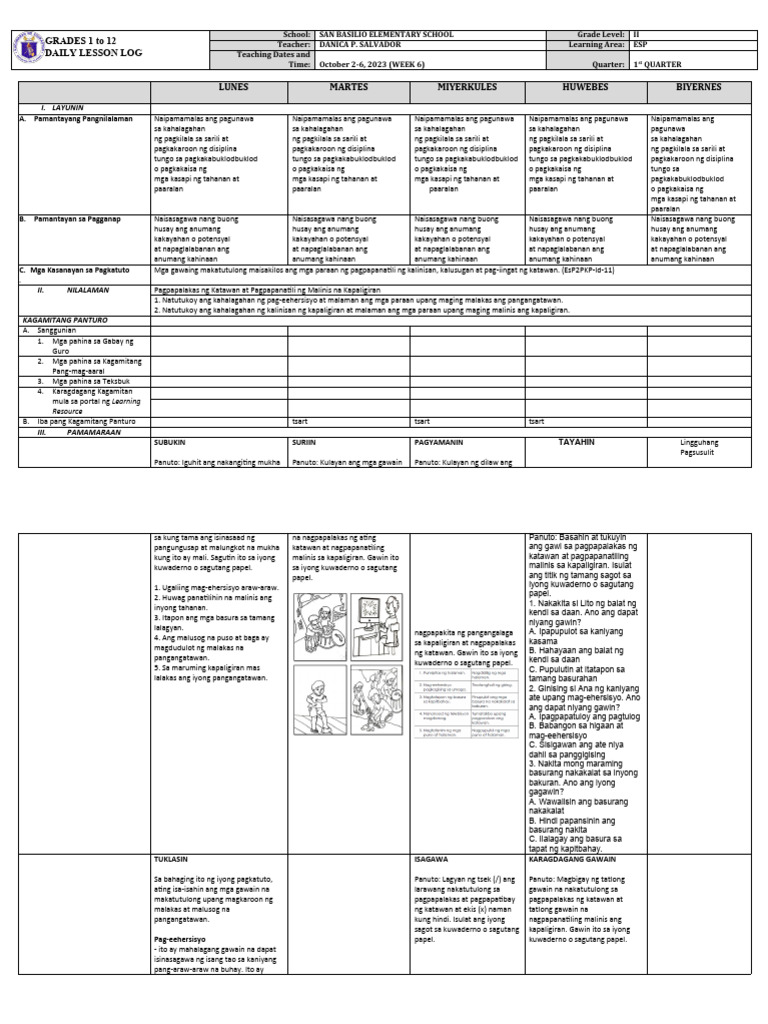 DLL - Esp 2 - Q1 - W6 | PDF