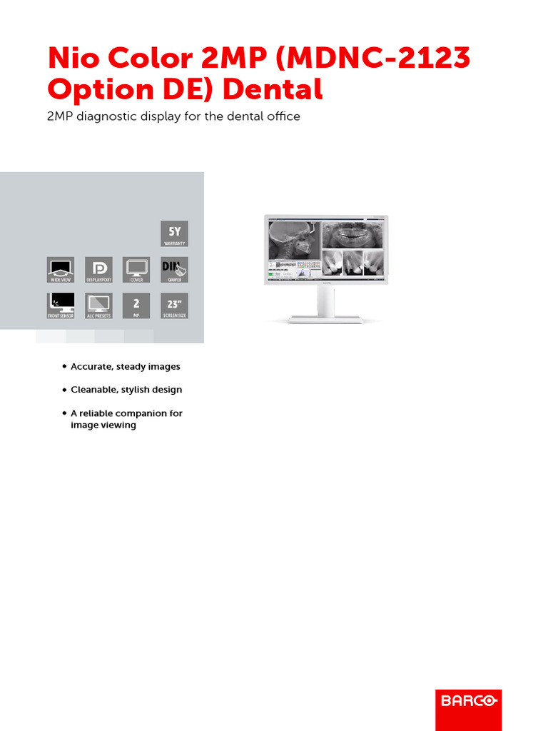BARCO NIO Color 2MP - Dental (MDNC-2123 Option DE) | PDF