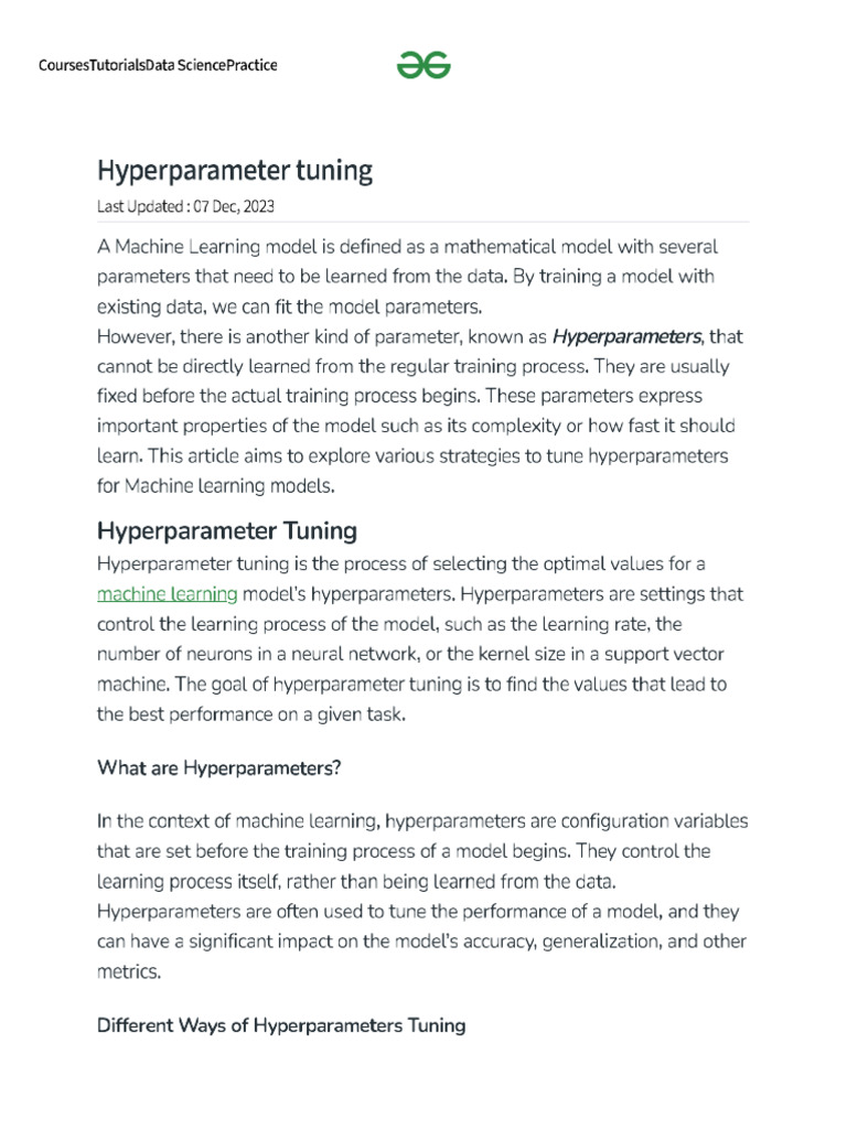Hyperparameter Tuning | PDF