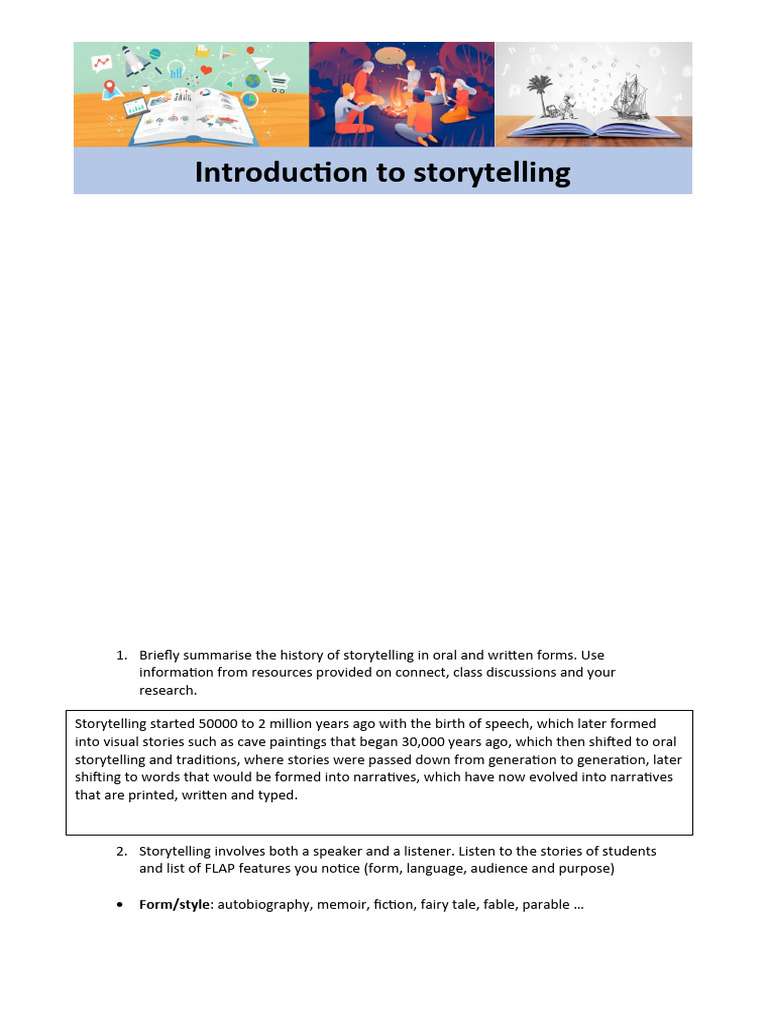 Introduction To Story Telling-Yr 8 | PDF | Storytelling | Narrative