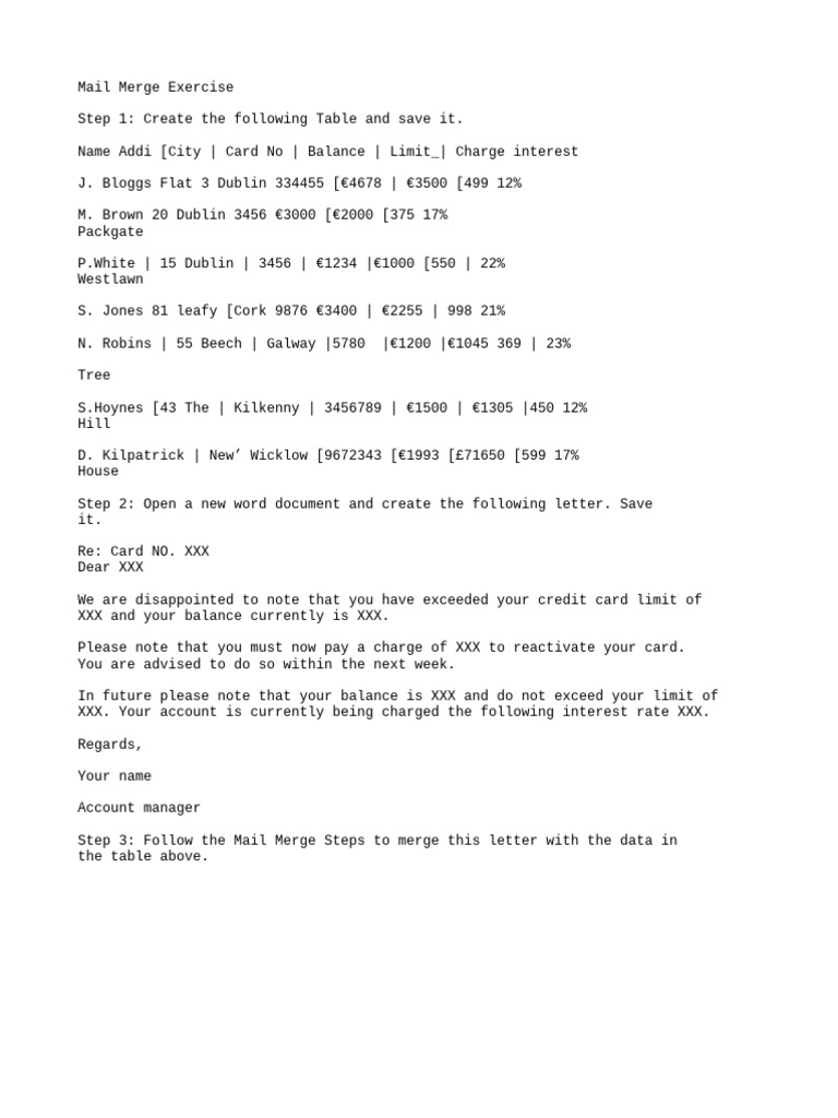 GR - 6 - Mail Merge Practical Exam Practice Paper | PDF