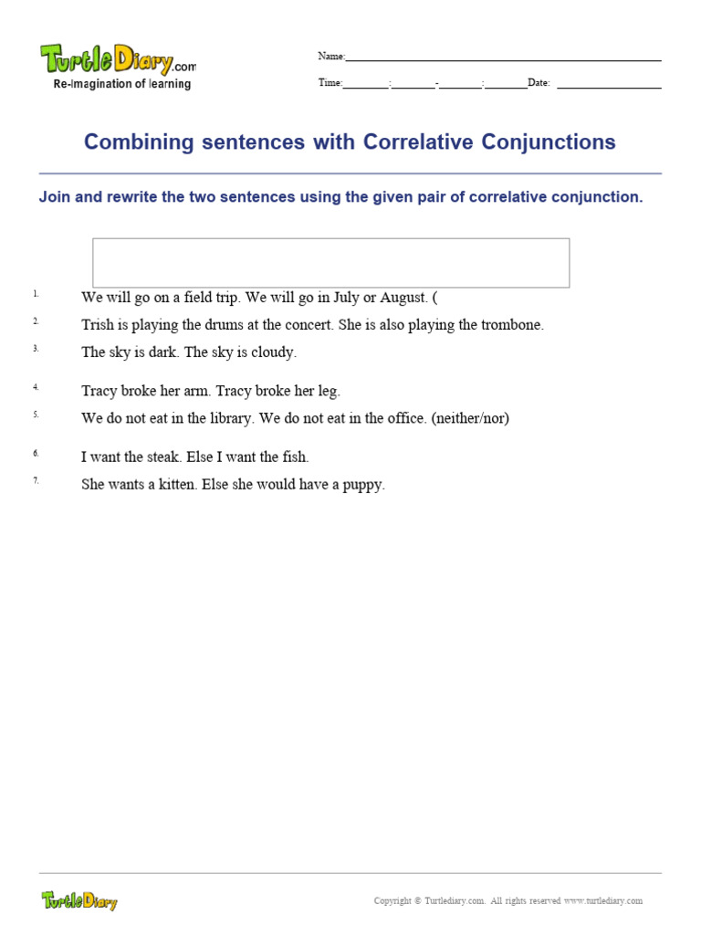 Combining Sentences With Correlative Conjunctions | PDF
