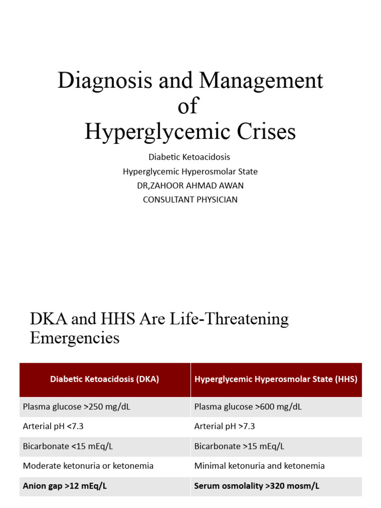 Dka and Hyperglycemic Hyperosmolar Stae As Medical Emergency | PDF ...