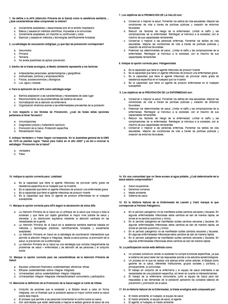 Modelo 2 de Parcial Choise 2023 Iesp | PDF | Epidemiología | Promoción de la salud