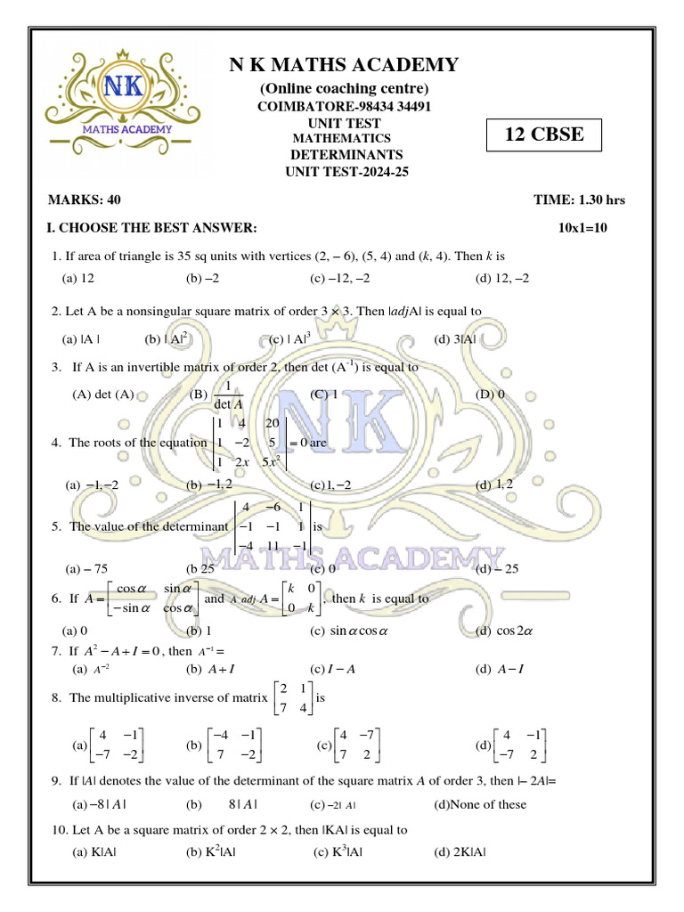 Determinants | PDF | Determinant | Matrix (Mathematics)