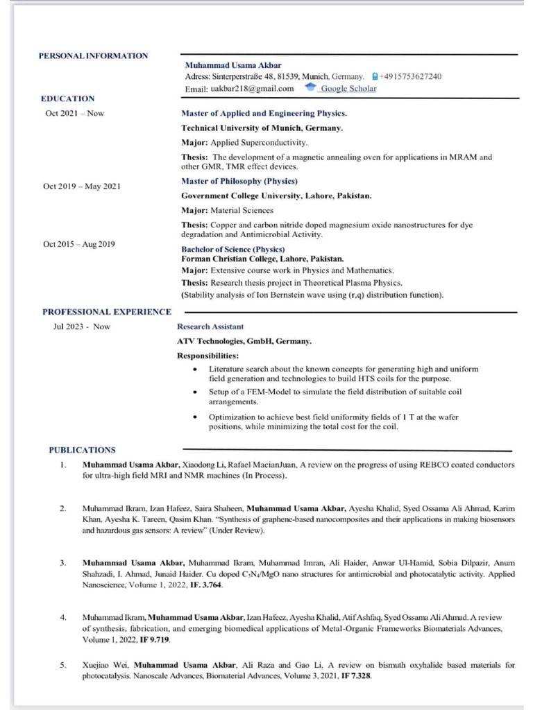 CV Template For Scholarships | PDF