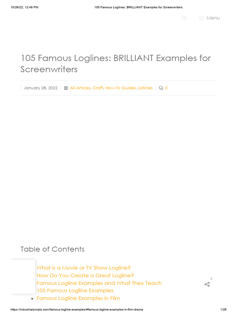 BRILLIANT Examples For Screenwriters | PDF | Screenplay | Screenwriting