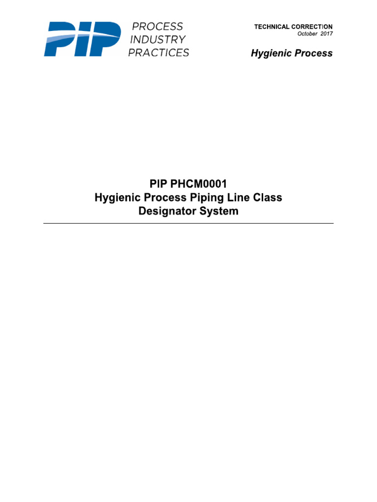 PIP PHCM0001 Hygienic Process Piping Line Class Designator System | PDF