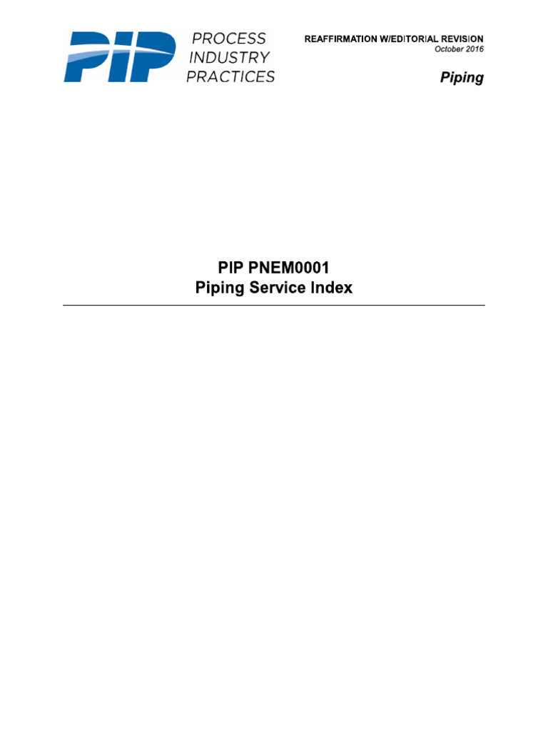 PIP PNEM0001 Piping Service Index | PDF