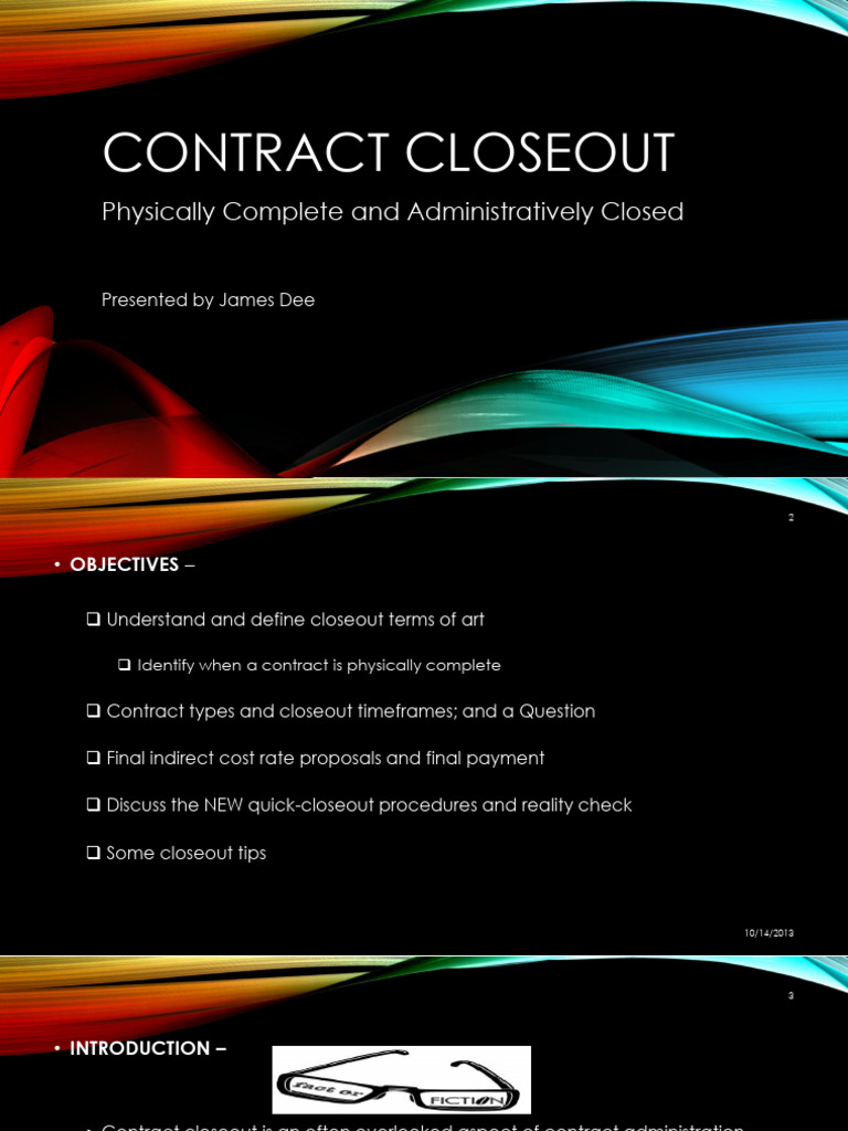 Contract Closeouts Jim Dee | PDF | Procurement | Business