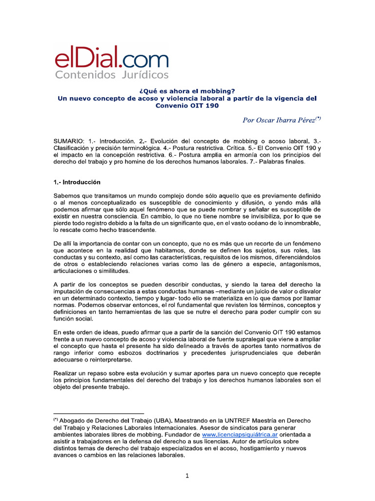 Paper. Qué Es Ahora El Mobbing - Autor. Oscar Ibarra Perez. Publicado ...