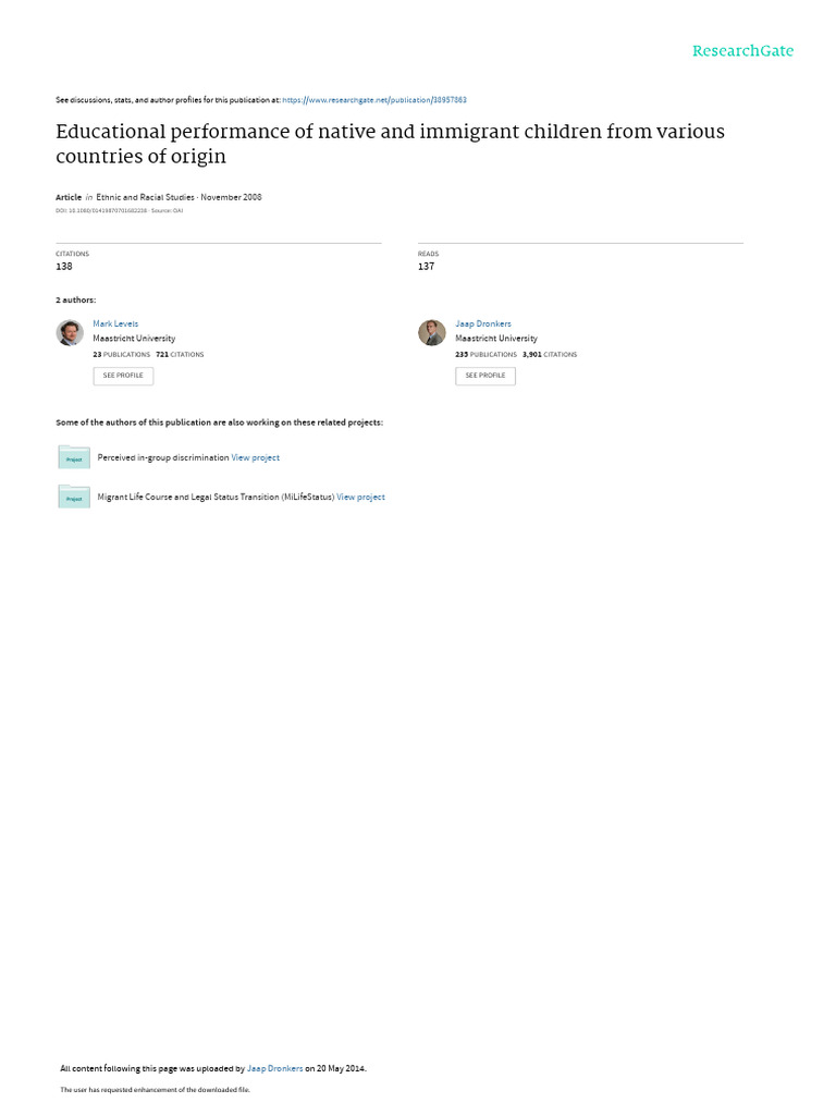 Educational performance of native and immigrant children | PDF | Immigration | Programme For ...