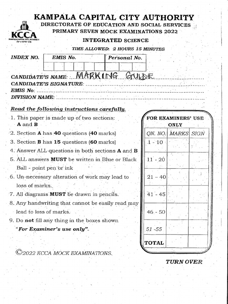 Kcca Sci Guide | PDF