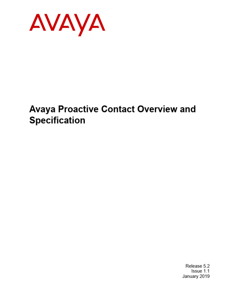 Avaya Proactive Contact Overviewand Specification | PDF | Transport ...