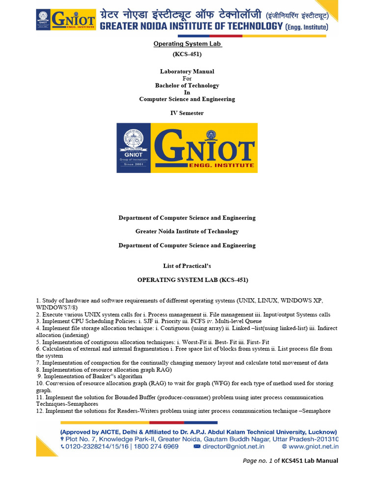 Operating System Lab Manual | PDF | 64 Bit Computing | Operating System