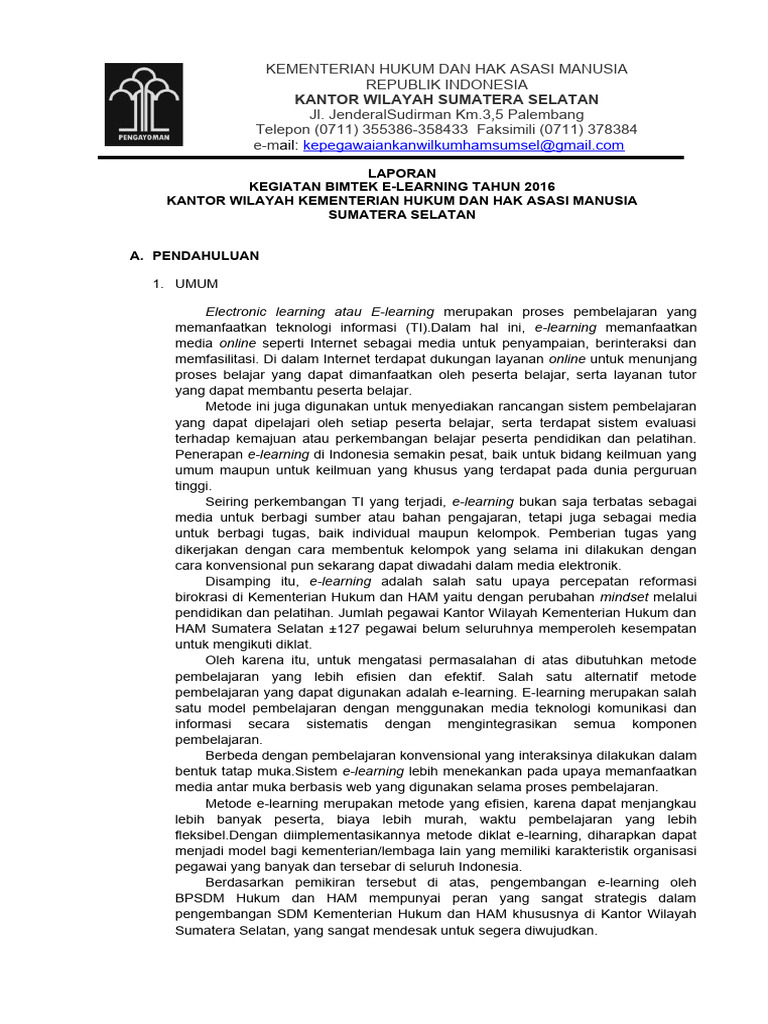 CONTOH Laporan Diklat Elearning | PDF