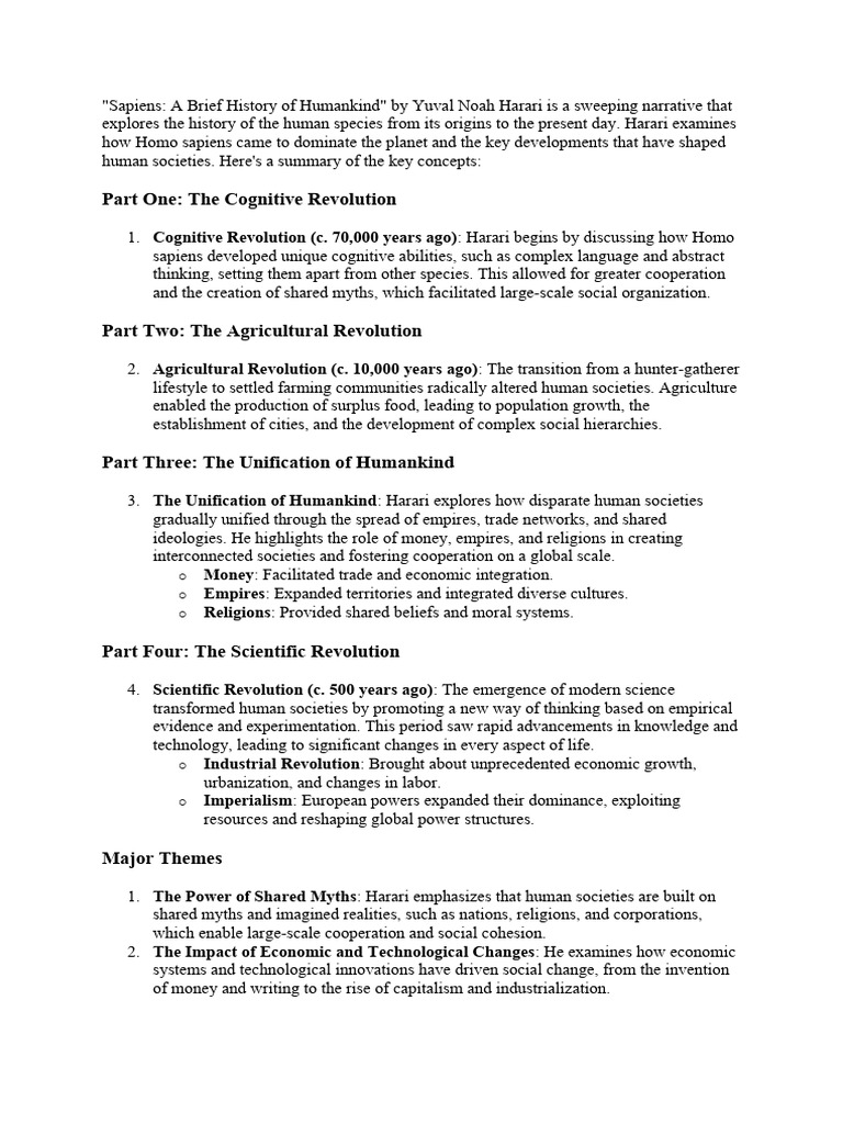 Summary of Sapiens A Brief History of Humankind | PDF | Human | Liberal ...
