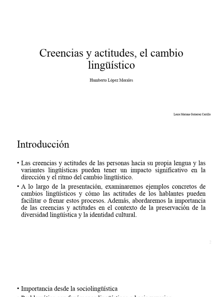 Creencias y Actitudes, El Cambio Linguistico | PDF | Lingüística ...